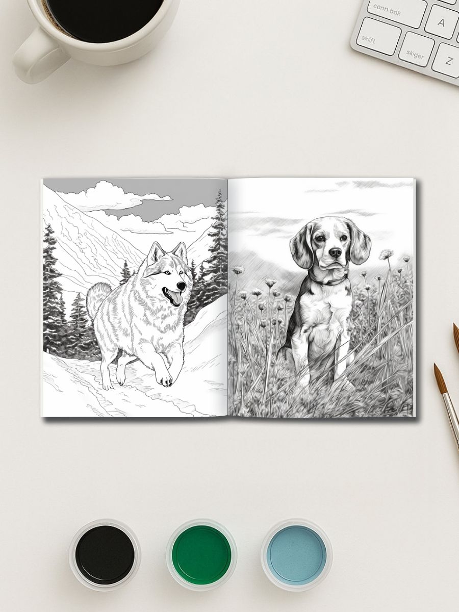 Loyal Companions – 25 Realistic Dog Coloring Pages - Enchanted Coloring ...