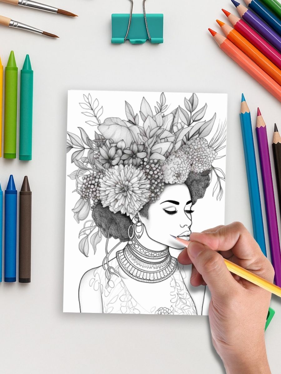 Bold & Beautiful – 1366 Black Women Coloring Page Mega Bundle ...
