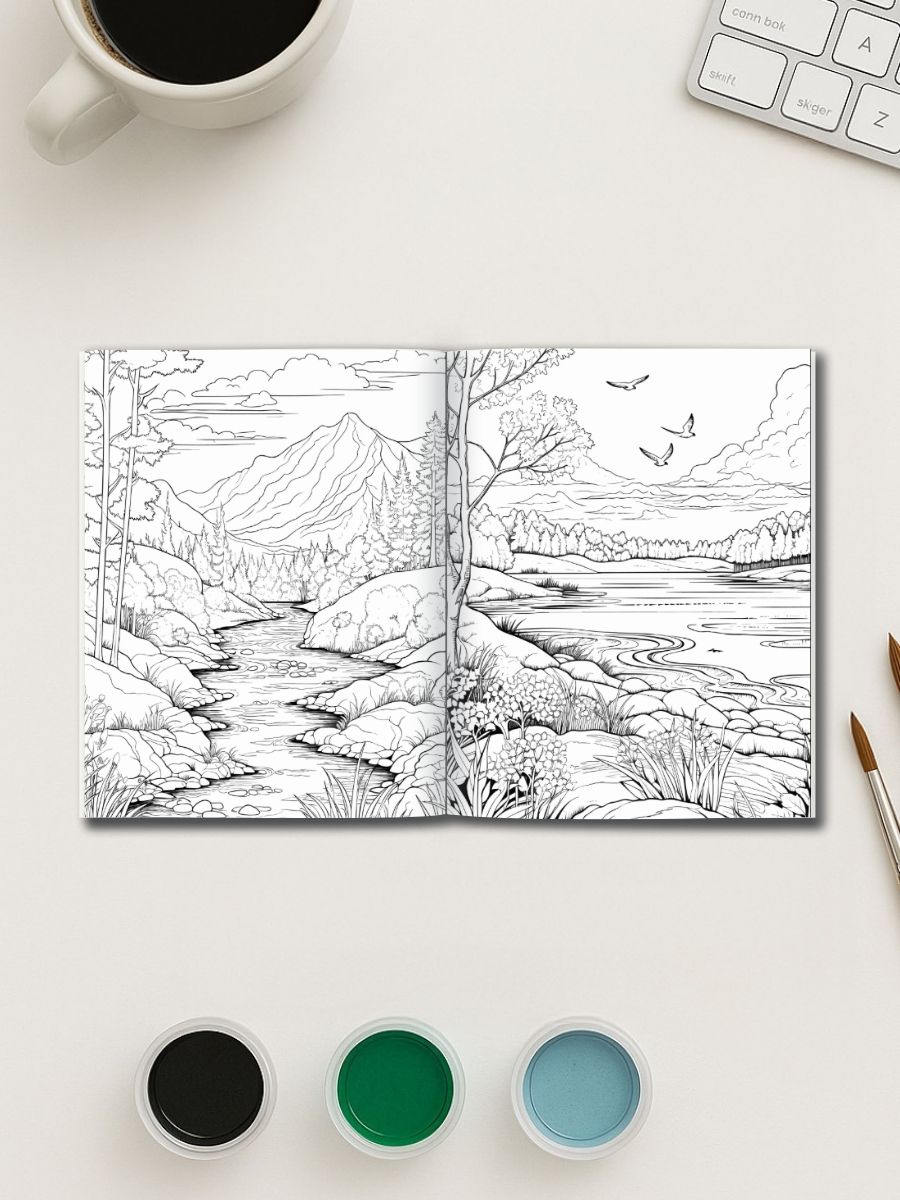 Nature Escapes – 50 Scenic Landscape Coloring Pages | Enchanted ...