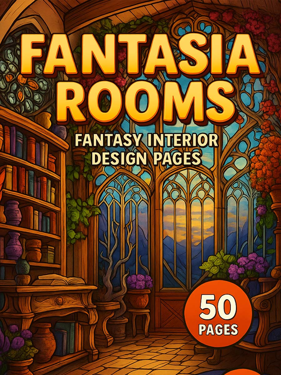 Fantasia Rooms – 50 Fantasy Interior Design Pages - Enchanted Coloring ...