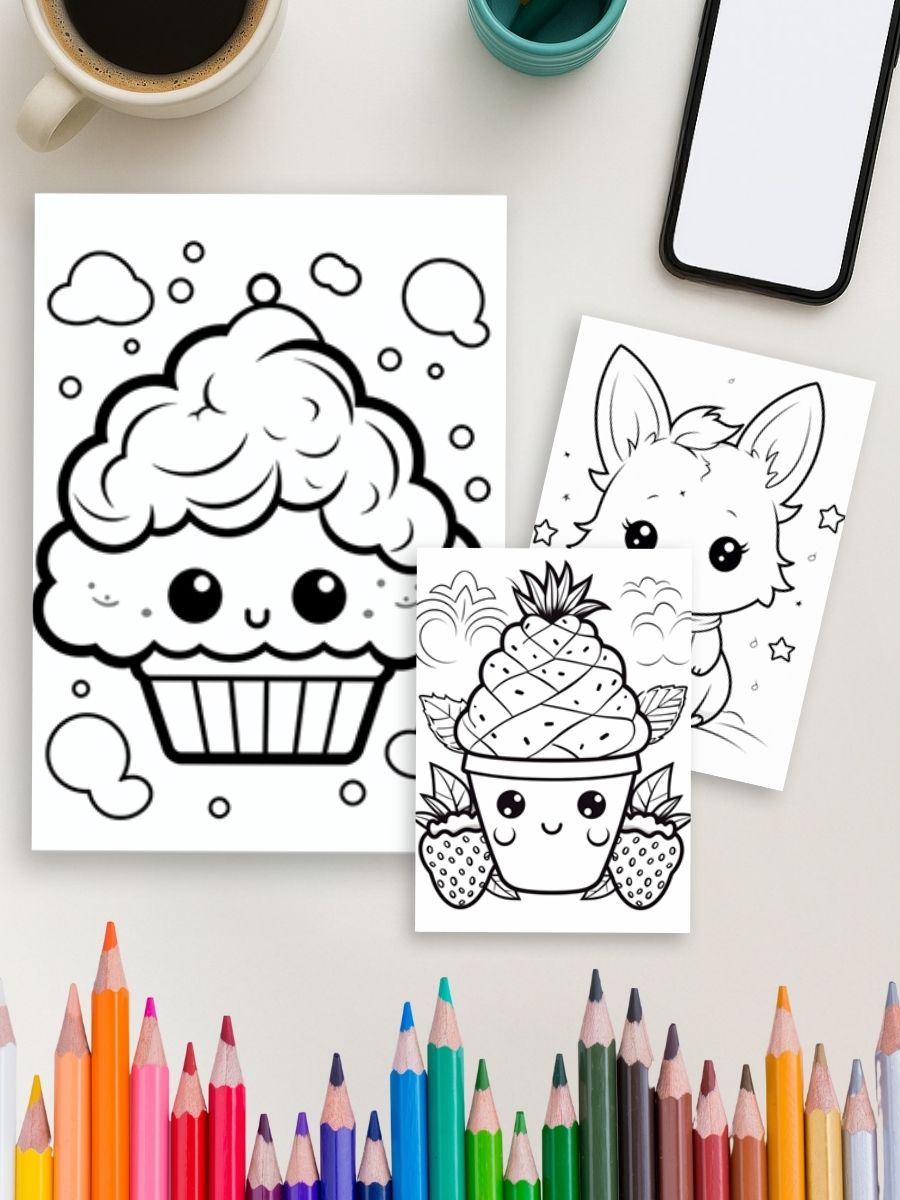 Mega Kawaii Bundle – 297 Super Cute Coloring Pages - Enchanted Coloring ...